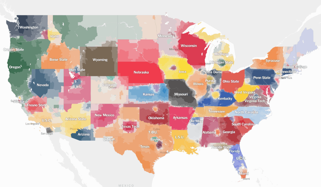 Let's look at that college football fan map | Pistols Firing